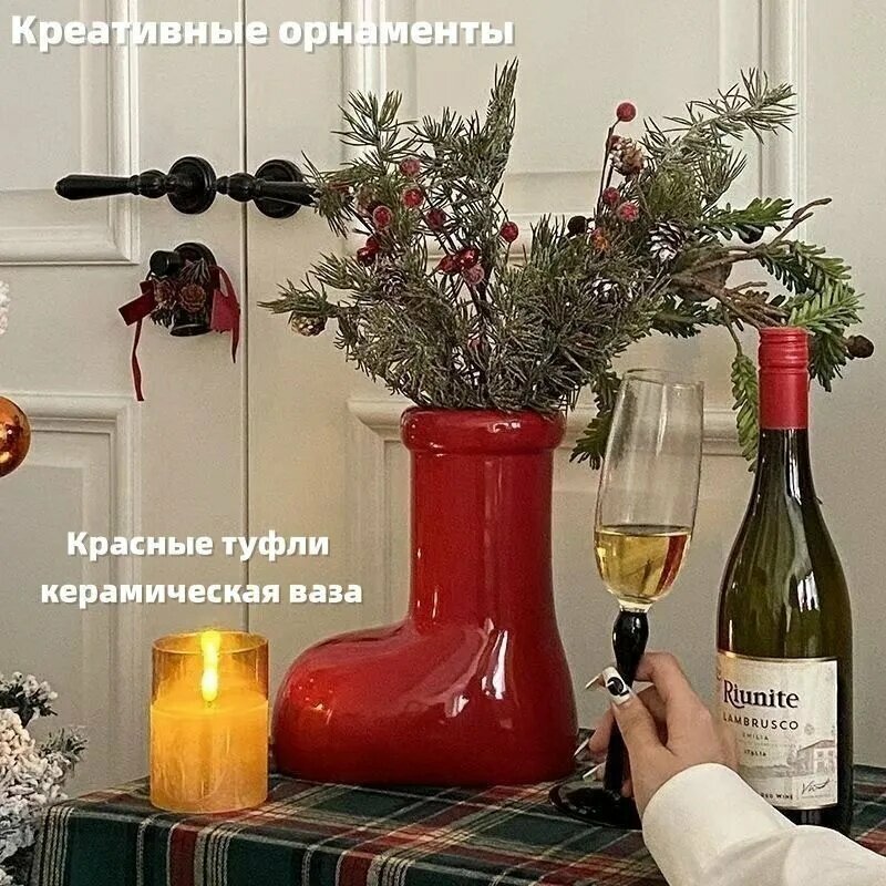Украшение на праздник новогоднее Красные сапоги 1 шт.