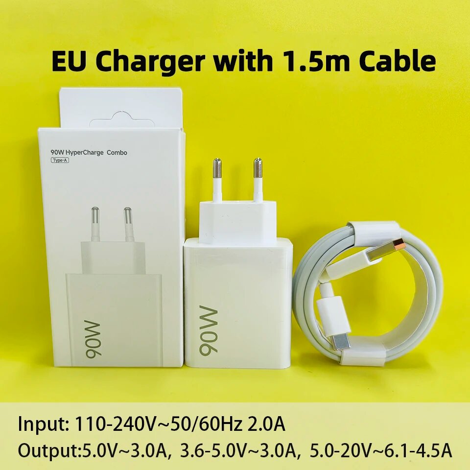 Оригинальное зарядное устройство Xiaomi 90W Hyper Turbo Charger, быстрая зарядка EU with 1.5m cable