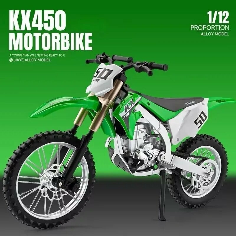 Игрушечный мотоцикл Kawasaki KX450F, 1:12, игрушка для мальчика, модель автомобиля, мотоцикл WEH