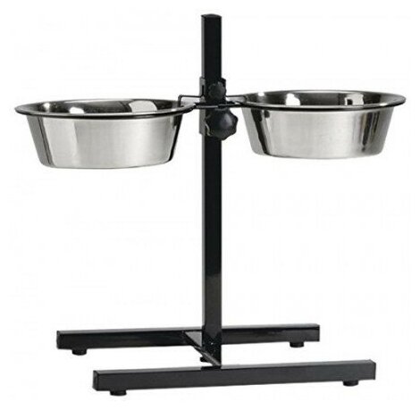 Beeztees Подставка стальная регулируемая с 2-мя стальными мисками 4,7л*28см