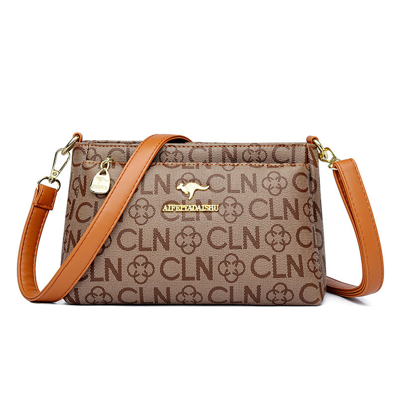 2026 Высококачественная мягкая кожаная женская сумка 2025 Новая большая вместимость Классический принт Элегантная сумка через плечо Модная сумка через плечо для женщин