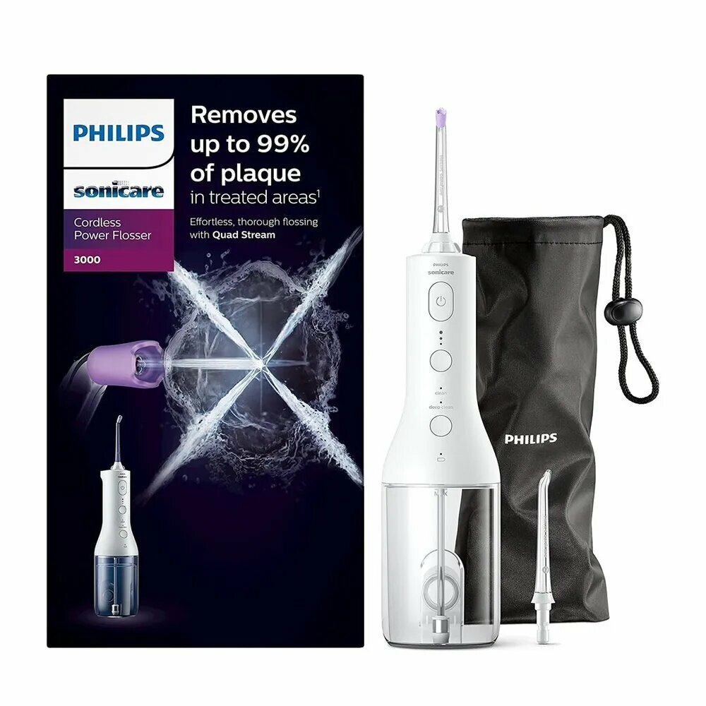 Philips Sonicare Ирригатор для полости рта Cordless Power Flosser 3000 HX3826/31, белый