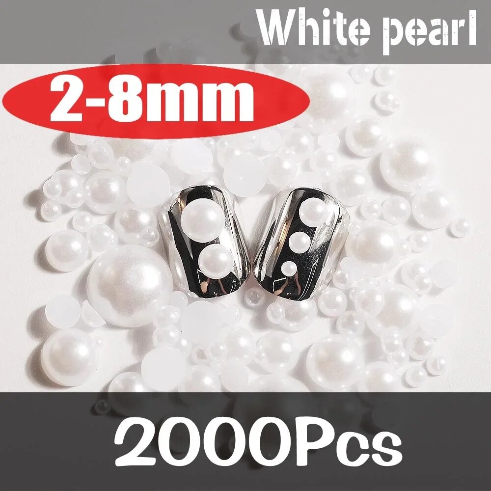 Полукруглые жемчужные бусины Hisenlee, белый/слоновая кость, АБС пластик, 2000 шт. Белый, White