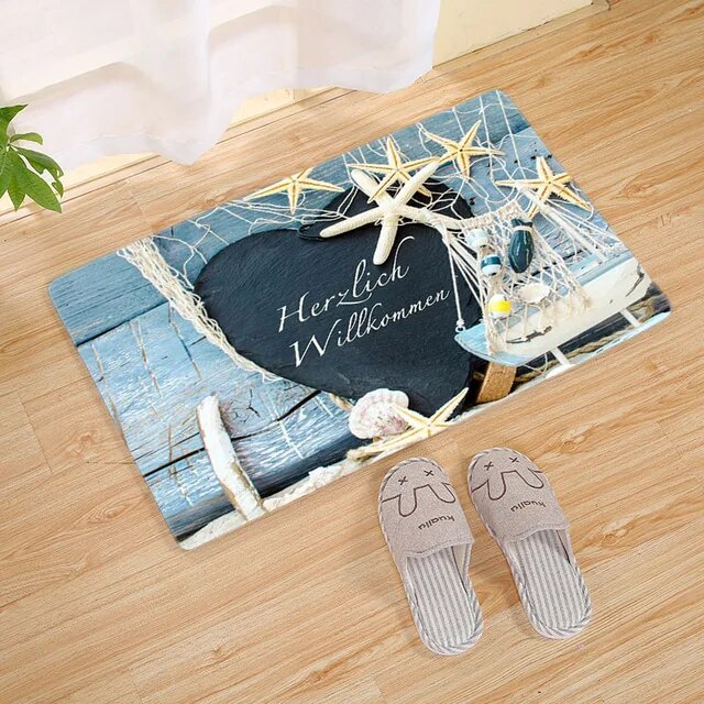 Коврик для входной двери в виде морской звезды с изображением ракушек, коврик для пола в ванной и на кухне, коврик в скандинавском стиле с морскими звездами, противоскользящий коврик, 3 размера. (felpudo paillasson)