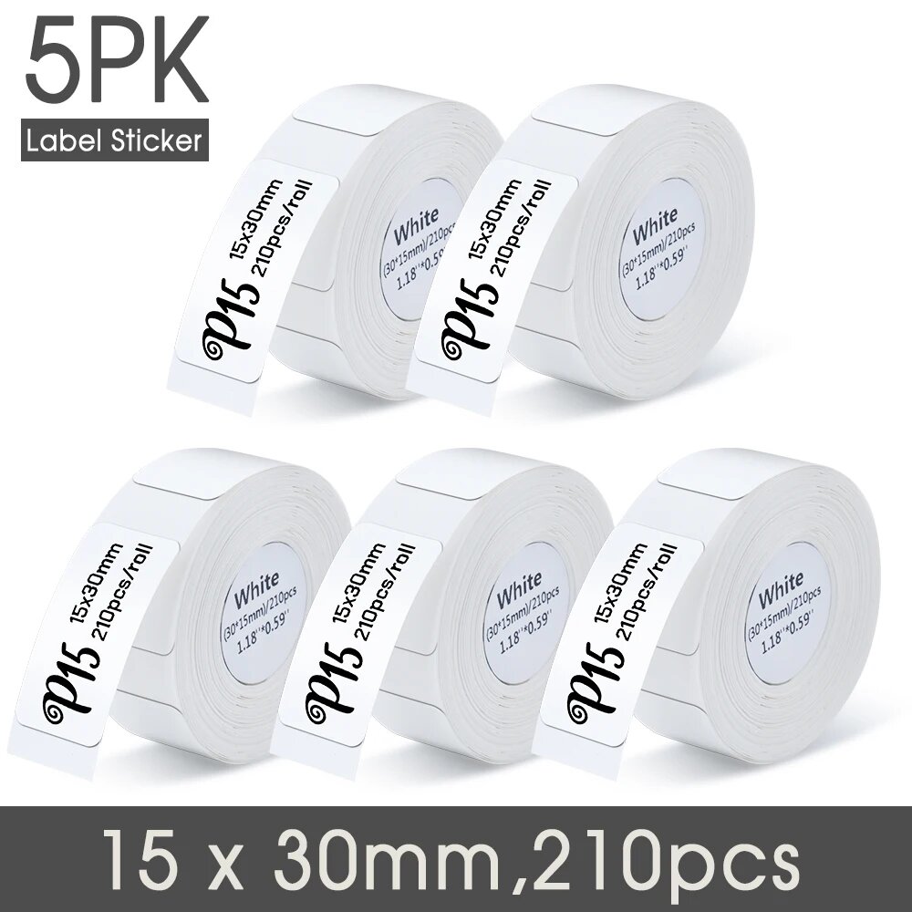 Этикетки для принтера 15x30 мм, 5PK, белые