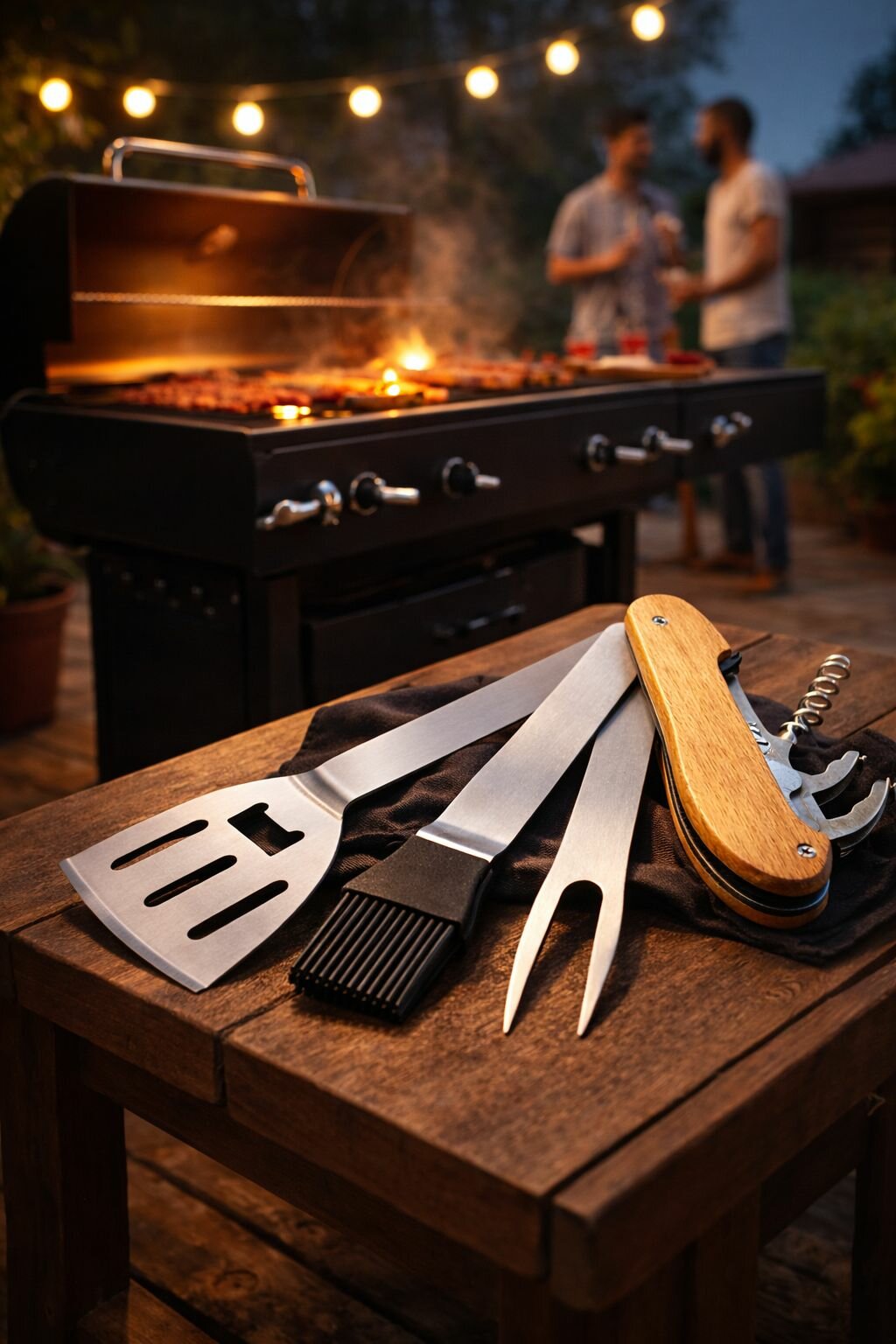 Набор складной мультитул для барбекю (нож, вилка, лопатка, кисточка, открывашка) походный