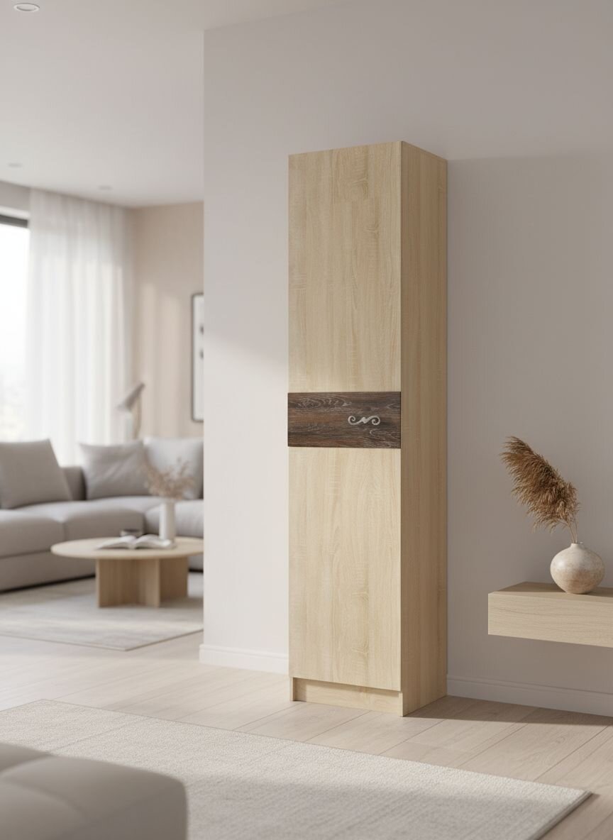 Пенал ARNIKA Мадлен Дуб Шале, 50x210x55 см, универсальный, с полками, ящиками