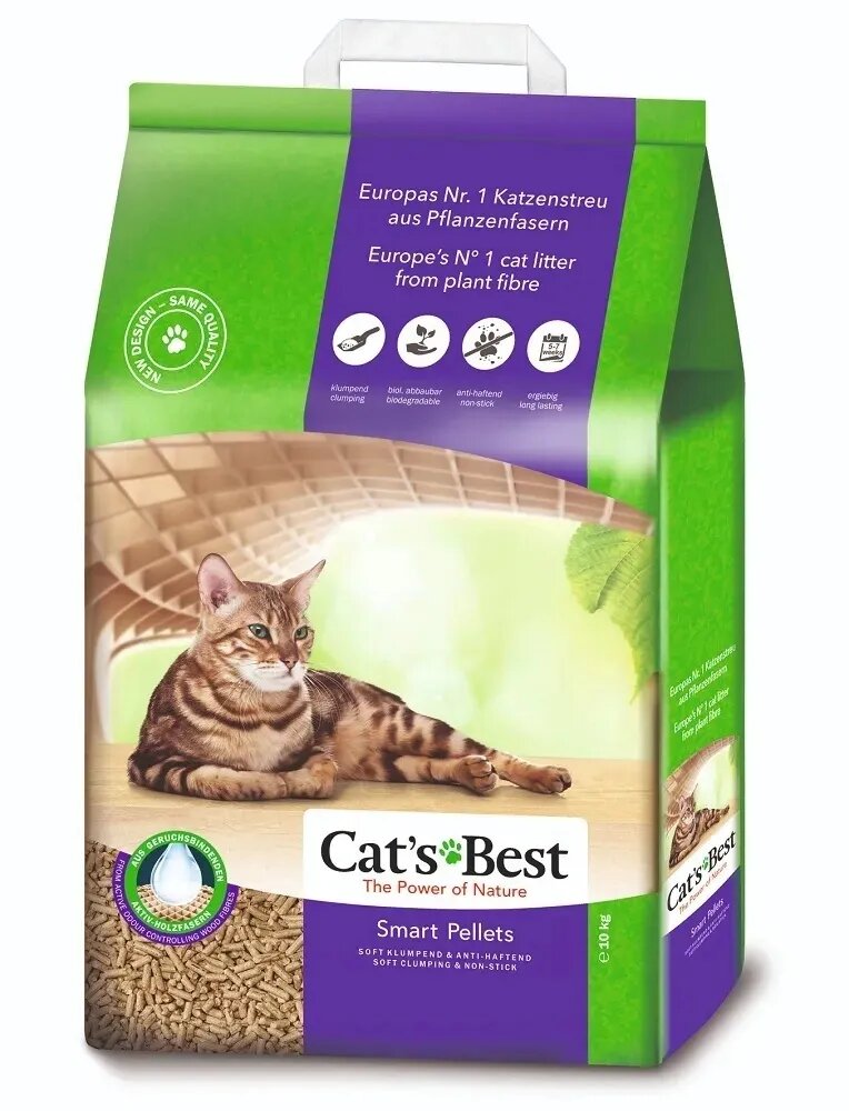 Cat's Best Наполнитель Древесный Комкующийся Без отдушки 10000г.