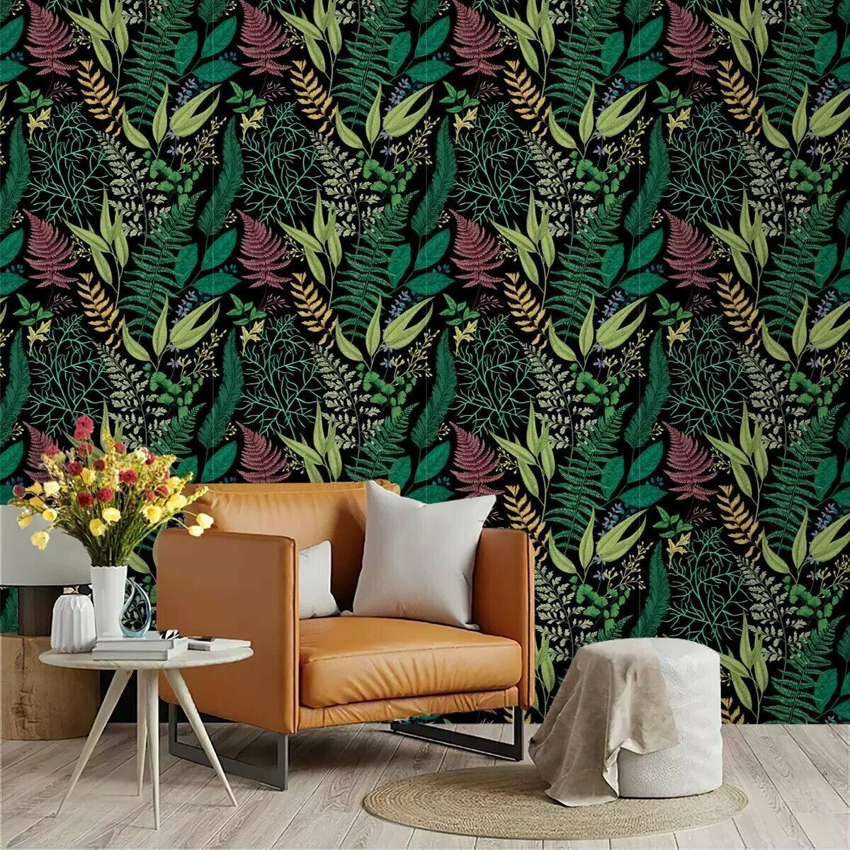 Виниловые Обои Brangdy Green Leaf, PVC, самоклеящиеся, 3 м x 45 см