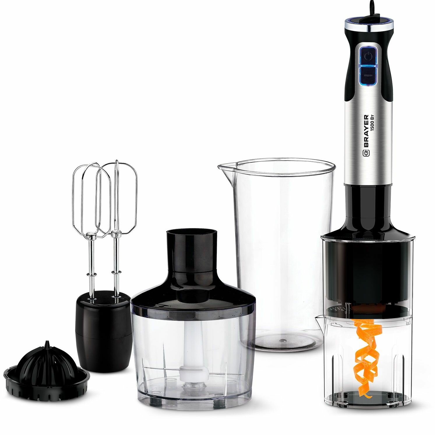Блендер BRAYER BR1270, мощность 1500Вт, 8 насадок, автоотключение