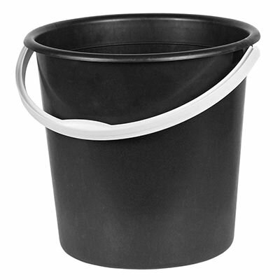 Ведро пластмассовое Домашняя Мода 10 л, диаметр 29.5 см, бело-серо-черного цвета (М2057)