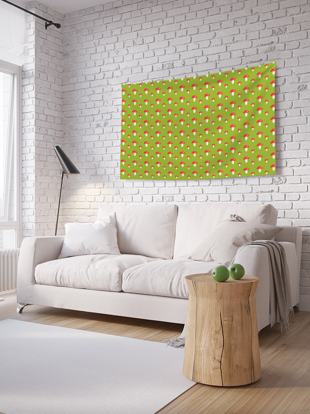 Горизонтальное фотопанно на стену "Большие и маленькие мухоморы", 150x200 см