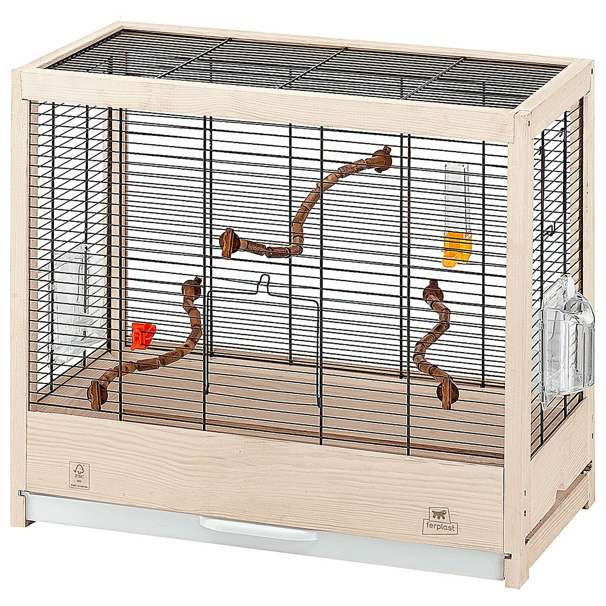 Клетка для мелких птиц GIULIETTA 4 деревянная с поддоном и аксессуарами 57x30x50 см