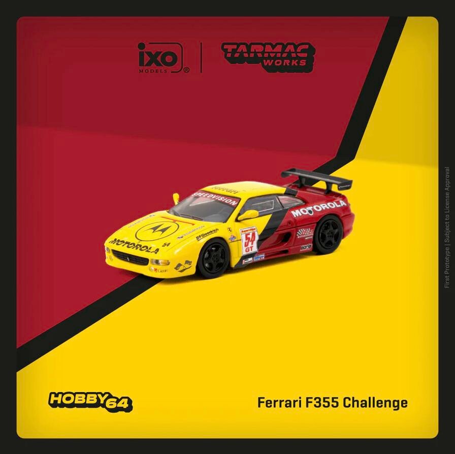 Коллекционная машинка Tarmac Works 1:64 Ferrari F355 Challenge World Challenge Series 2000 yellow red #54