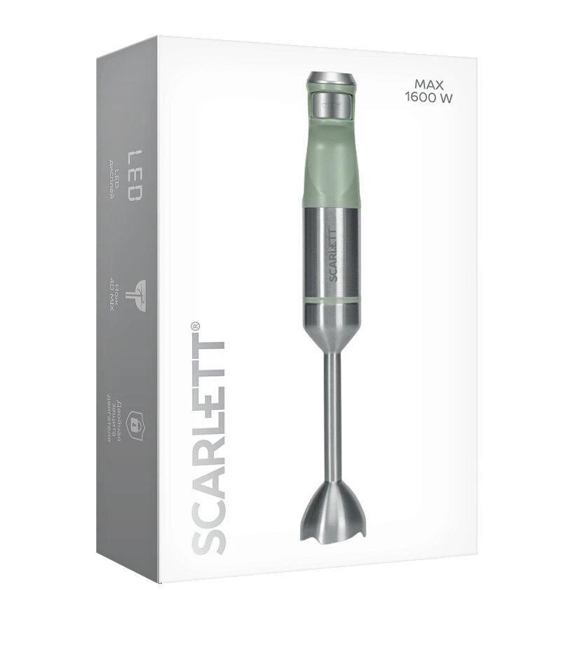 Блендер Scarlett SC-HB42S14, погружной, мощность 600 Вт, зеленый