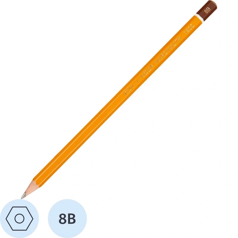 Карандаш чернографитный KOH-I-NOOR 1500/8B, б/ласт, 150008B01170RU