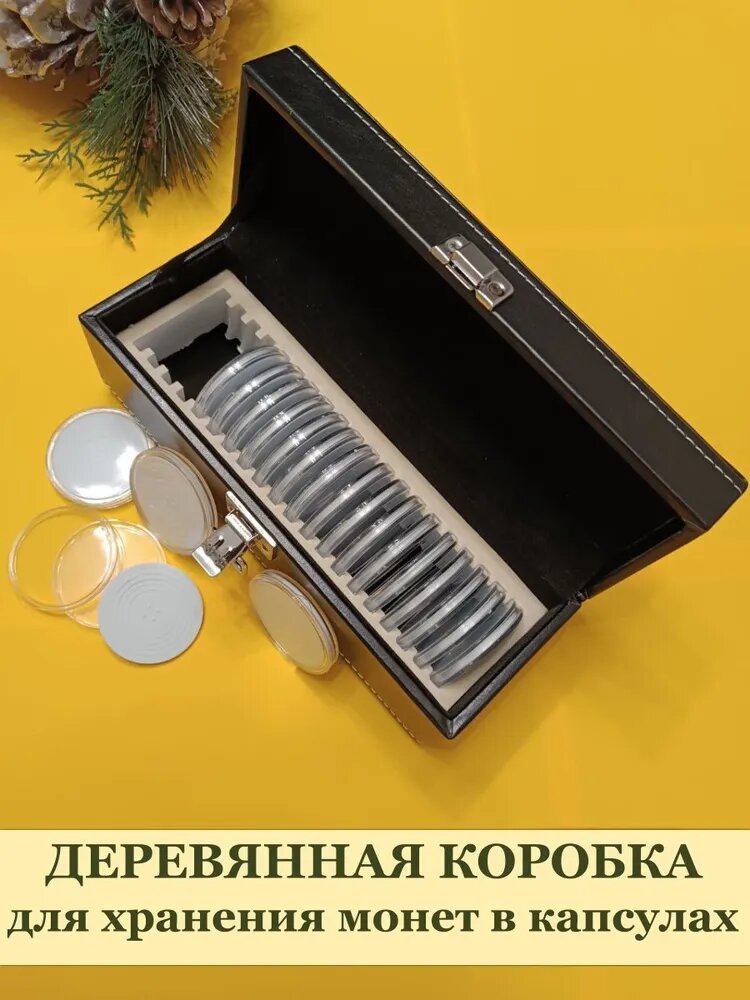 Коробка для хранения унцовых монет в 20 капсулах. (Футляры для коллекционных монет/кейс для монет/бокс для монет)