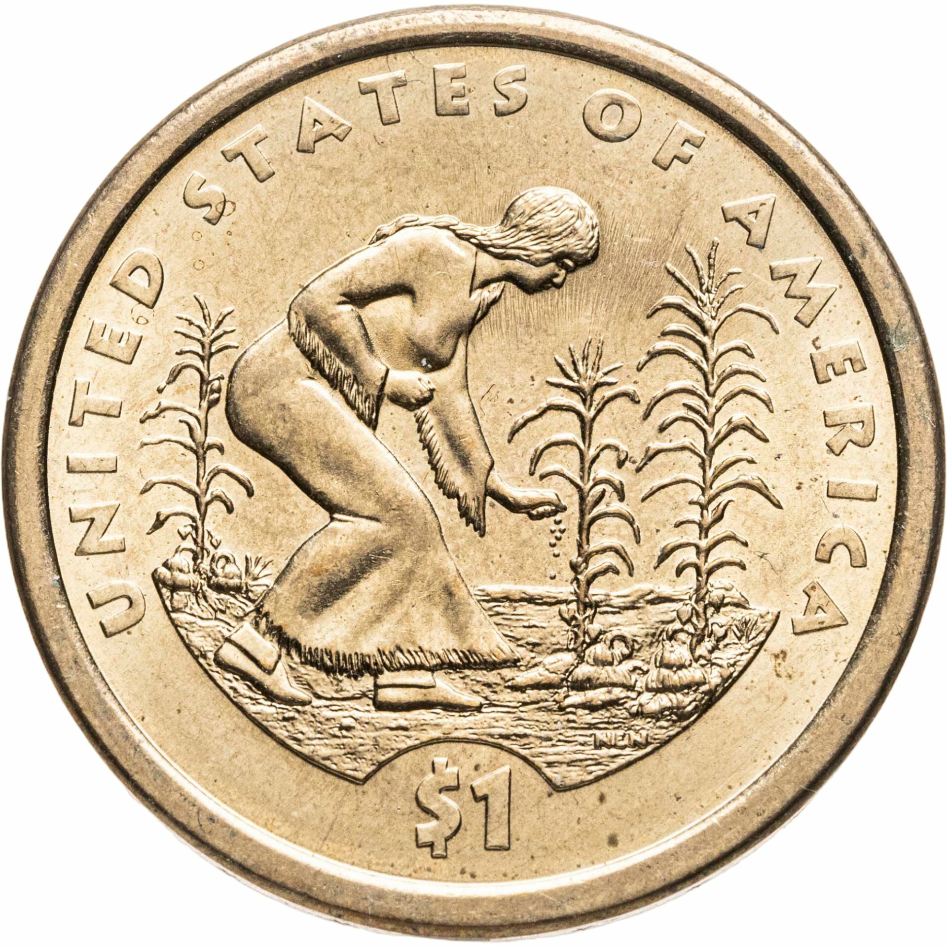 США 1 доллар dollar 2009 "Коренные Американцы - Посадка культур", знак монетного двора "Р" - Филадельфия, Медь, в сохранности UNC