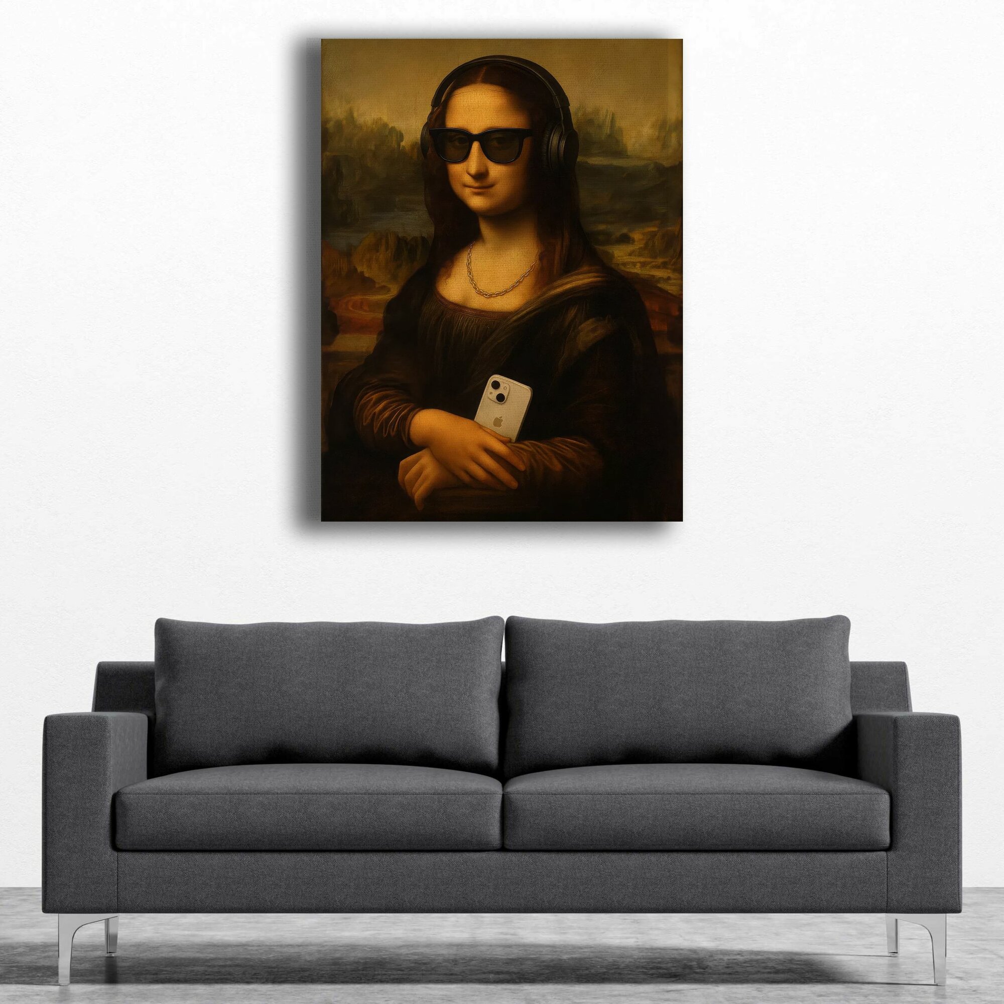 Картина на холсте Мона Лиза Леонардо да Винчи мем 40*60