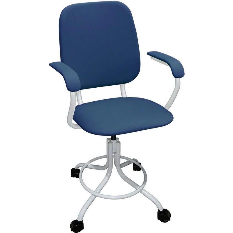 Кресло S_ZM_медицинское винтовое М101-01 мет. белый цвет кожи синий (996653)