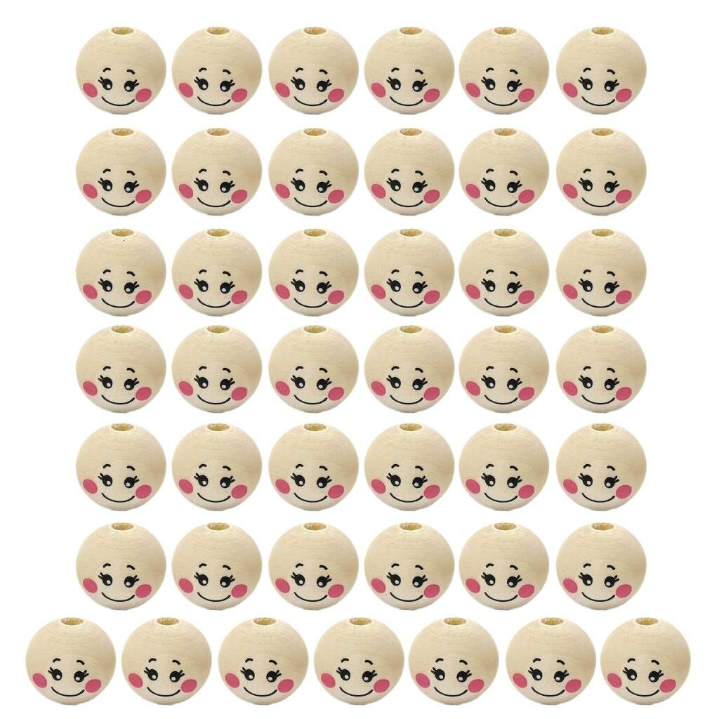 Деревянные шарики с отверстием, 50 шт.