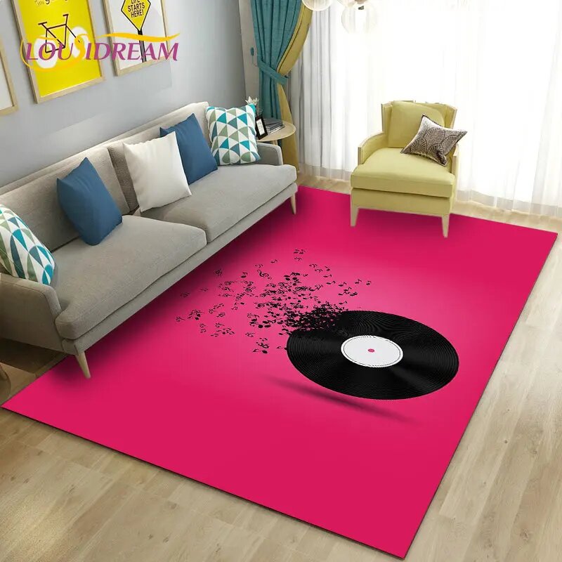 Розовый ковёр с виниловой графикой 70x100cm