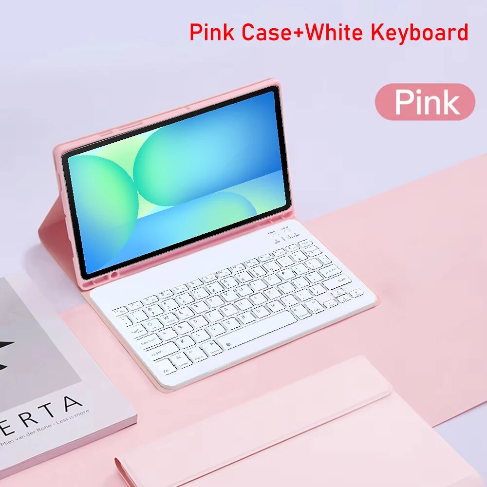 Чехол с клавиатурой PULUZ для Samsung Galaxy Tab S10 FE Plus 13.1" German Keyboard, Pink A