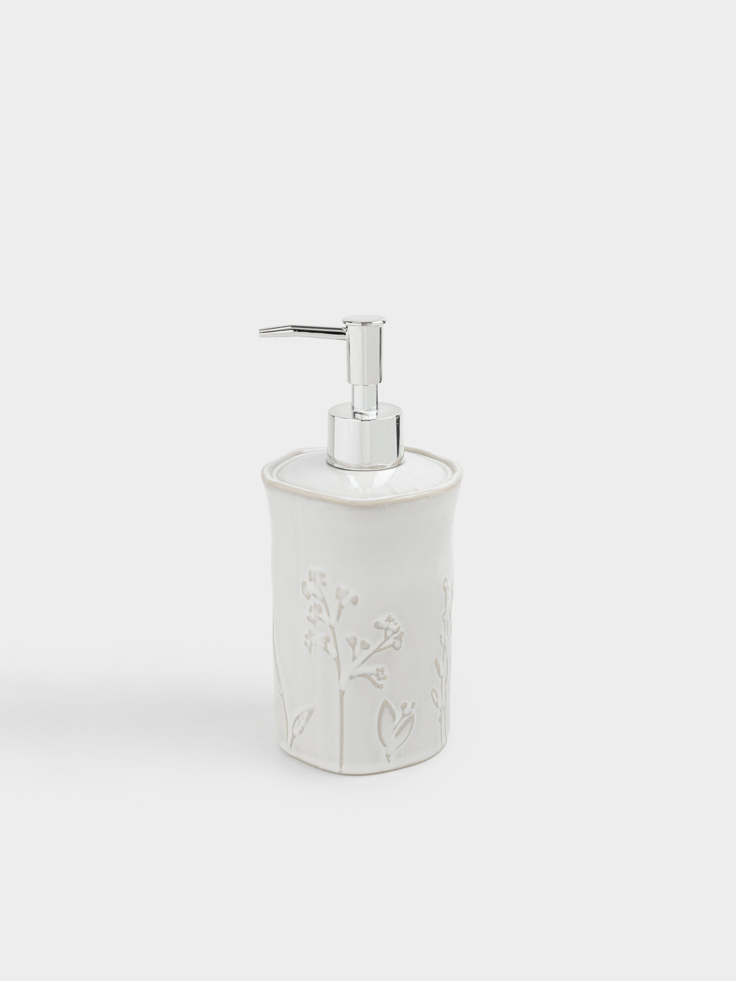 Диспенсер для жидкого мыла, 420 мл, керамика/пластик, бежевый, Травы, Hebe, Kuchenland
