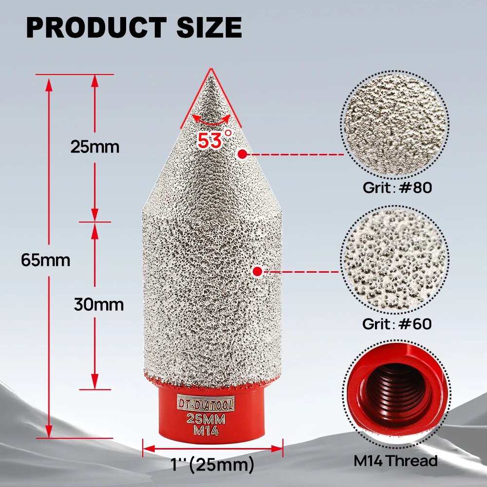 Алмазная фреза DT-DIATOOL для сверления отверстий 10 мм M14, 0-25mm