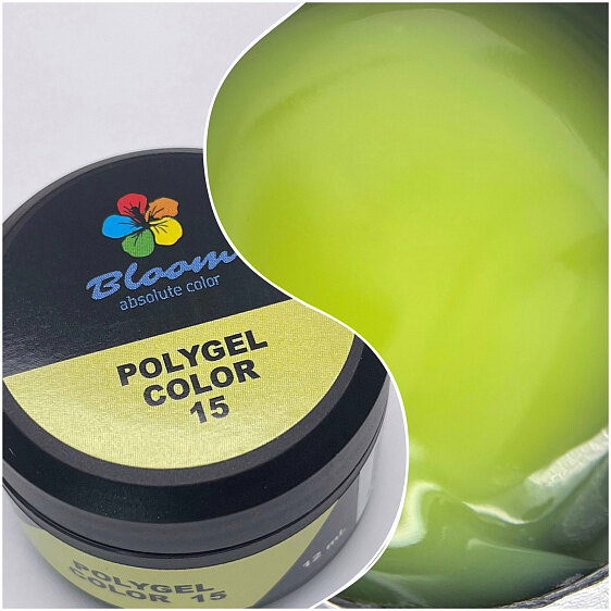 Полигель №15 неоновый зеленый 12 мл Bloom