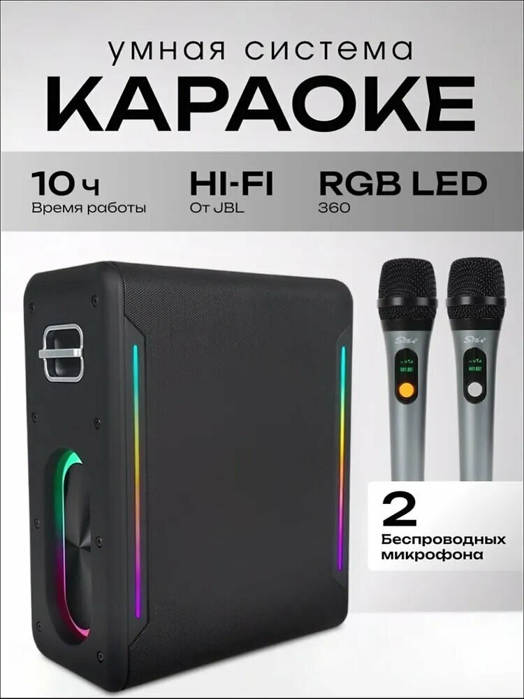 Караоке система с двумя микрофонами, караоке колонка с микрофоном