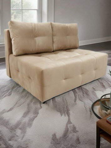 Мини диван-кровать в стиле лофт "Марс" бежевый велюр Кабрио № 3, 100 х 75 х 90 см