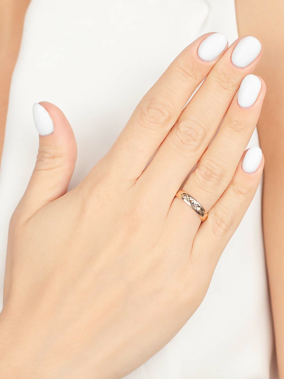 Кольцо обручальное, красное золото, 585 проба