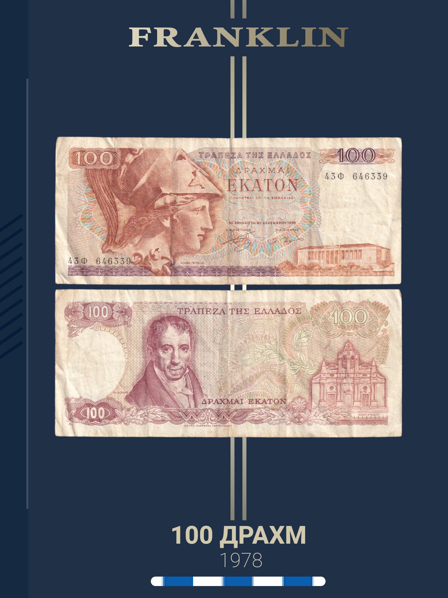 Банкнота Греция 100 драхм 1978 год (F) Pick 200