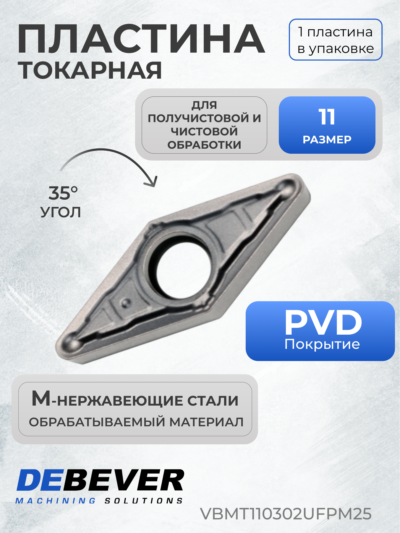 VBMT110302UFPM25 Пластина твердосплавная токарная VBMT110302-UF PM25