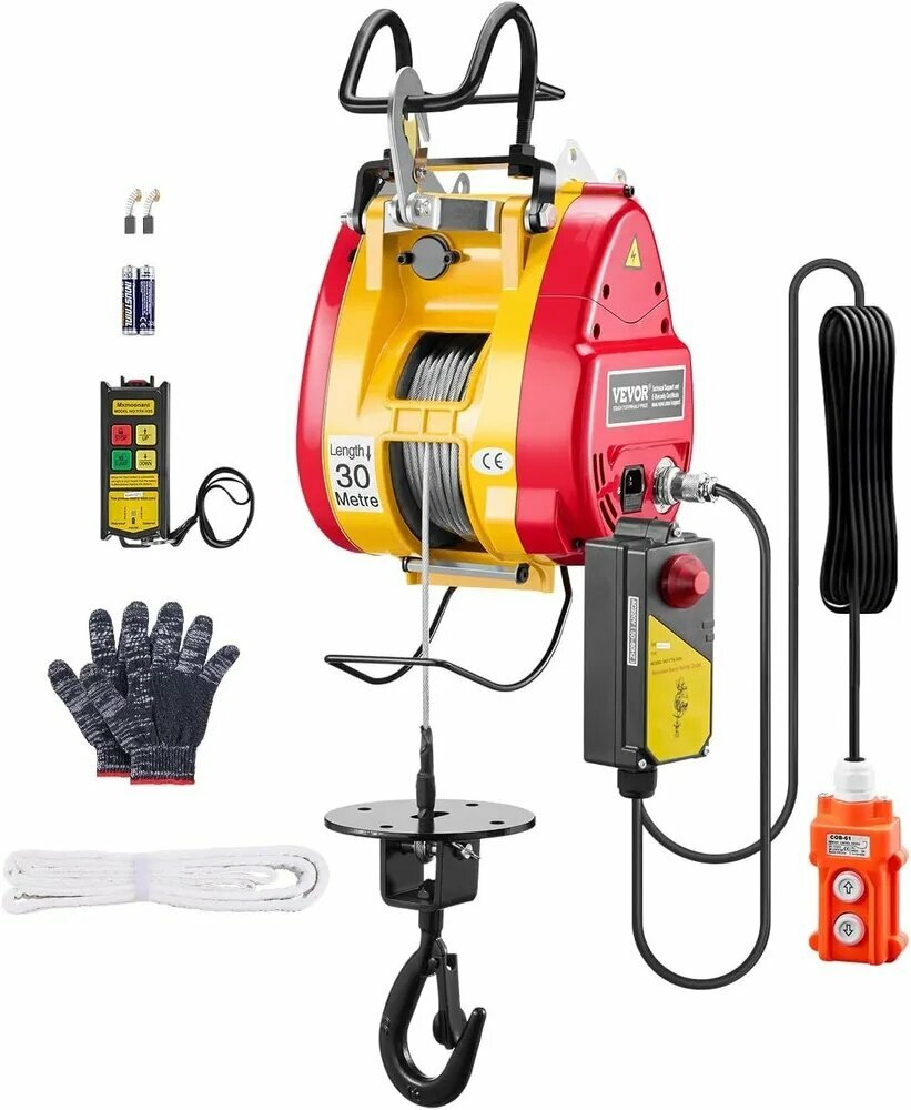 Таль электрическая, 220В/1800Вт, 0,5Т, два метода контроля, высота подъема 30 метров, скорость 10 метров/мин