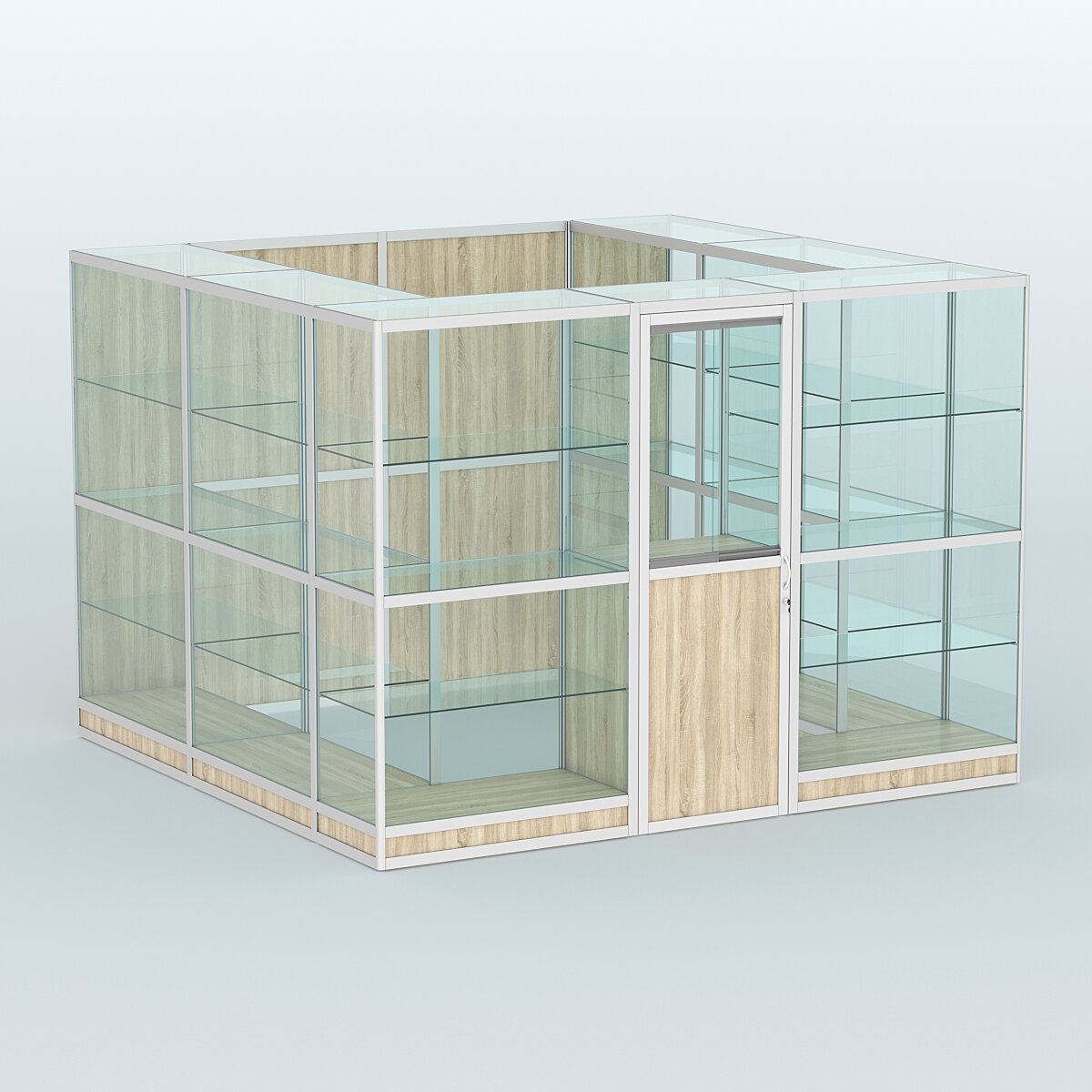 Павильон из профиля пристенный №9г (6,75 кв. м), Дуб Сонома