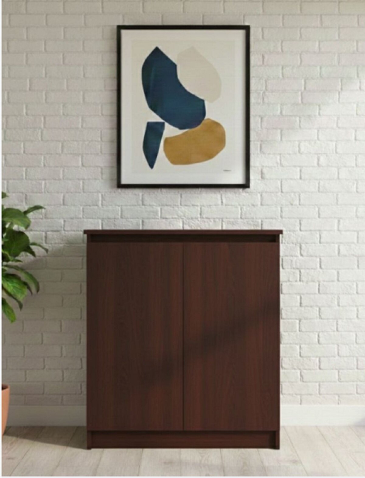 Комод-тумба с полкой К800-2Д, 80х39х90 см, ЛДСП Венге, распашные двери, петли с доводчиком