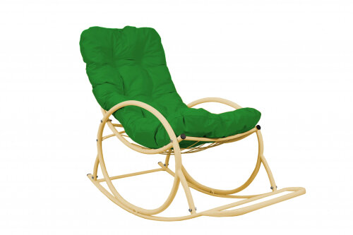 Кресло-качалка M-group Овал бежевое, зеленая подушка