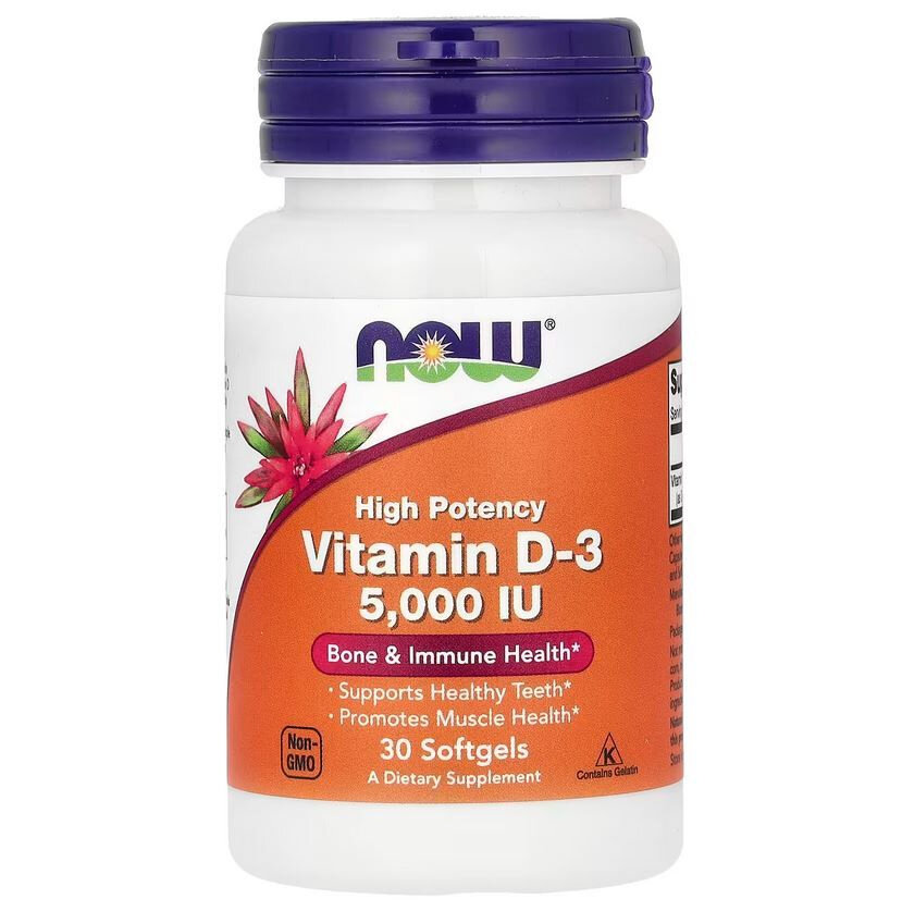 NOW Vitamin D3 5000 mcg (30 caps)