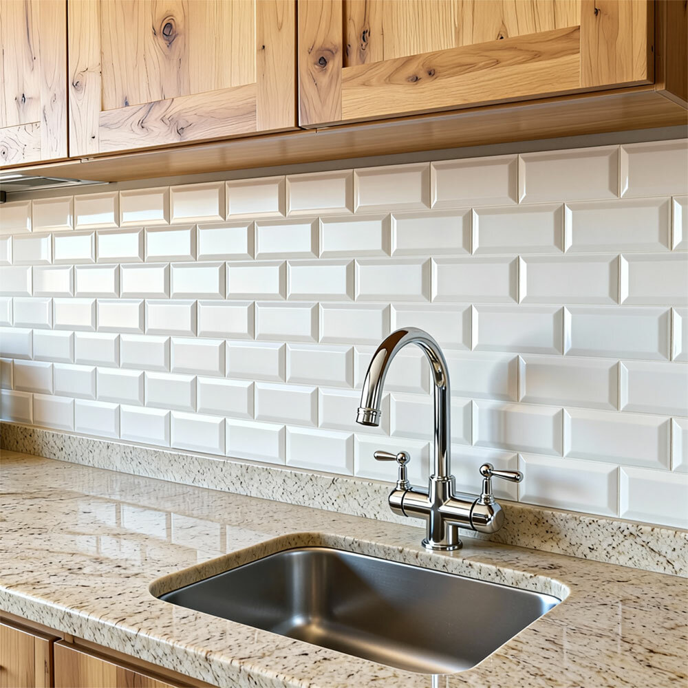 Панель 3d самоклеящаяся под кирпич, 96х48 см, пвх, белая, набор 10 шт