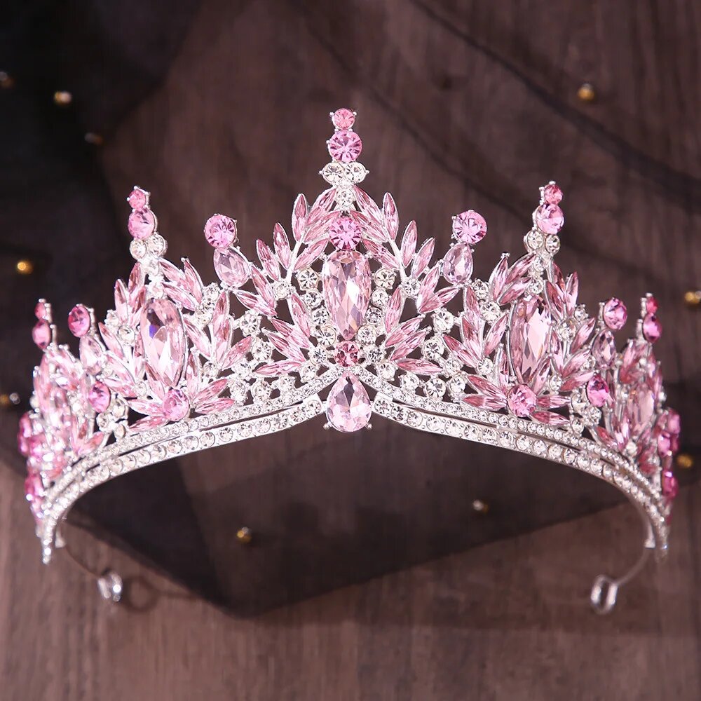 Розовая хрустальная тиара DIEZI, silver pink