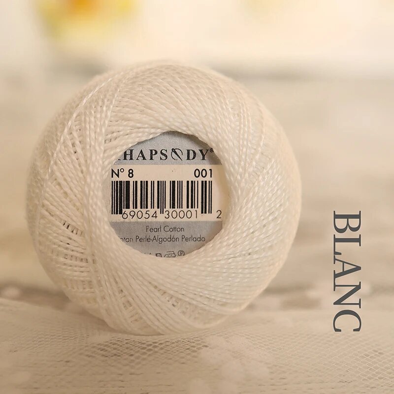 Хлопковые нитки Rhapsody размер 8 египетский жемчуг 2 шт 1 Blanc