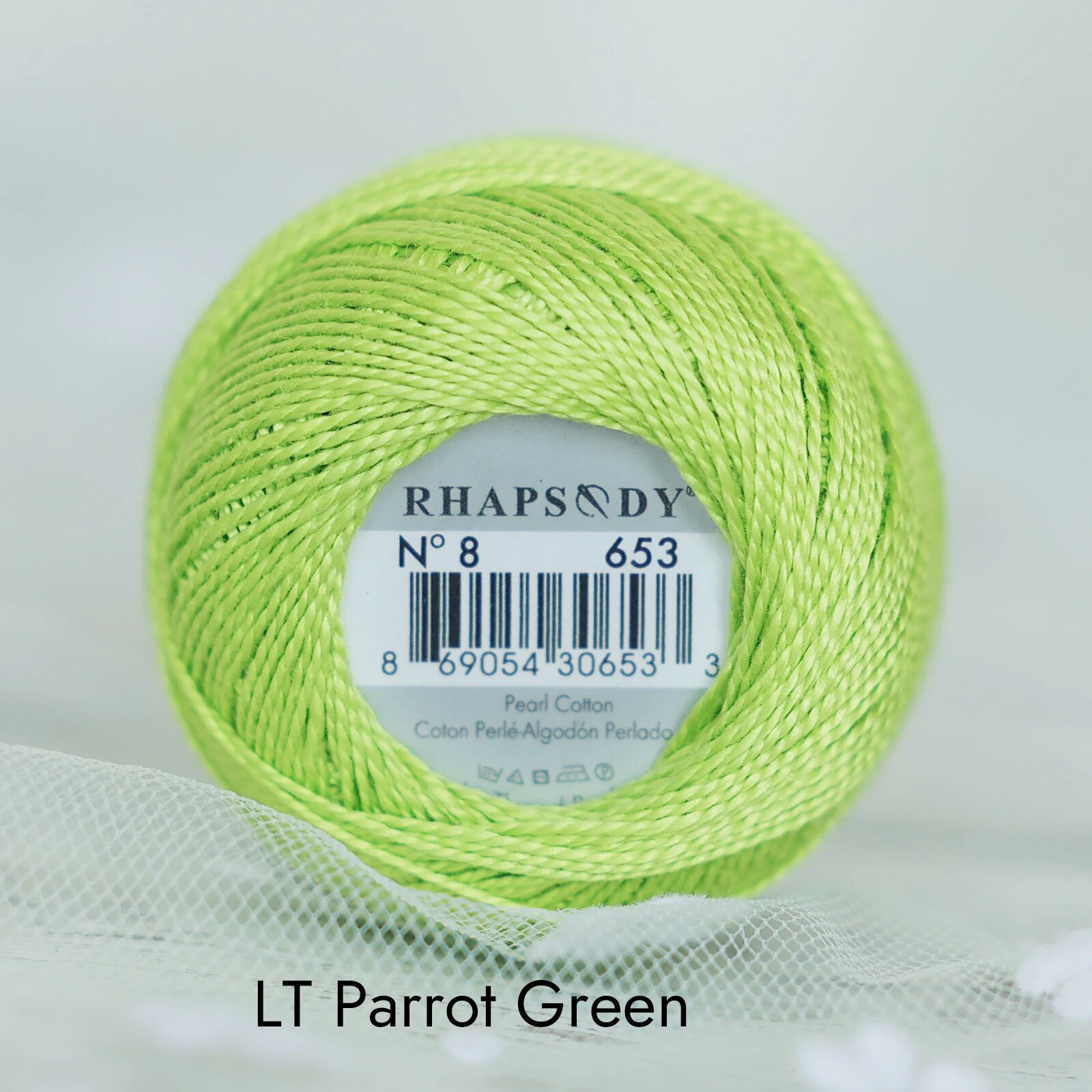 Хлопковые нитки Rhapsody размер 8 египетский жемчуг 2 шт Зеленый, 653 LT Parrot Green