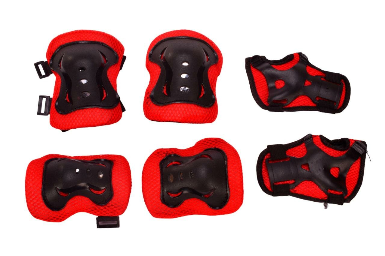 Защита детская для роликов и скейта, комплект наколенники/налокотники, красная/синяя/розовая, вентиляция