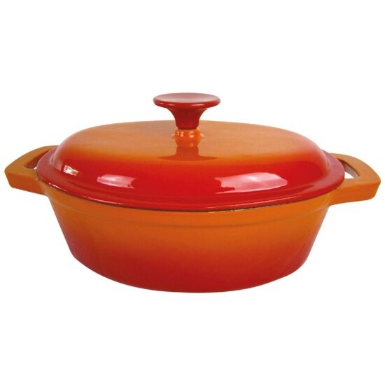 Кастрюля "утятница" чугунная Mallony OCE-24 эмалированная, овальная, 24 см, 2,1 л