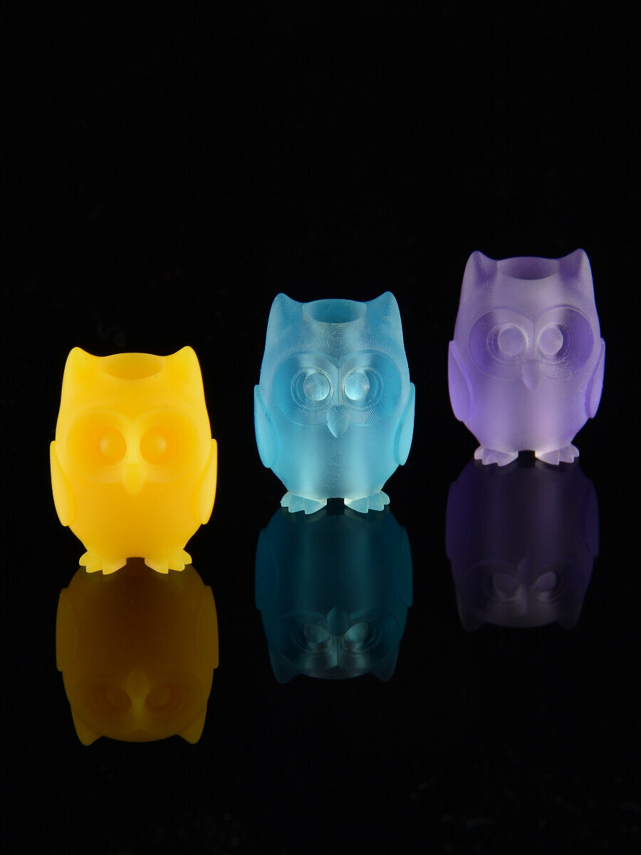 Набор из 3-х бусин темлячных для паракорда сова разных цветов, АБС пластик