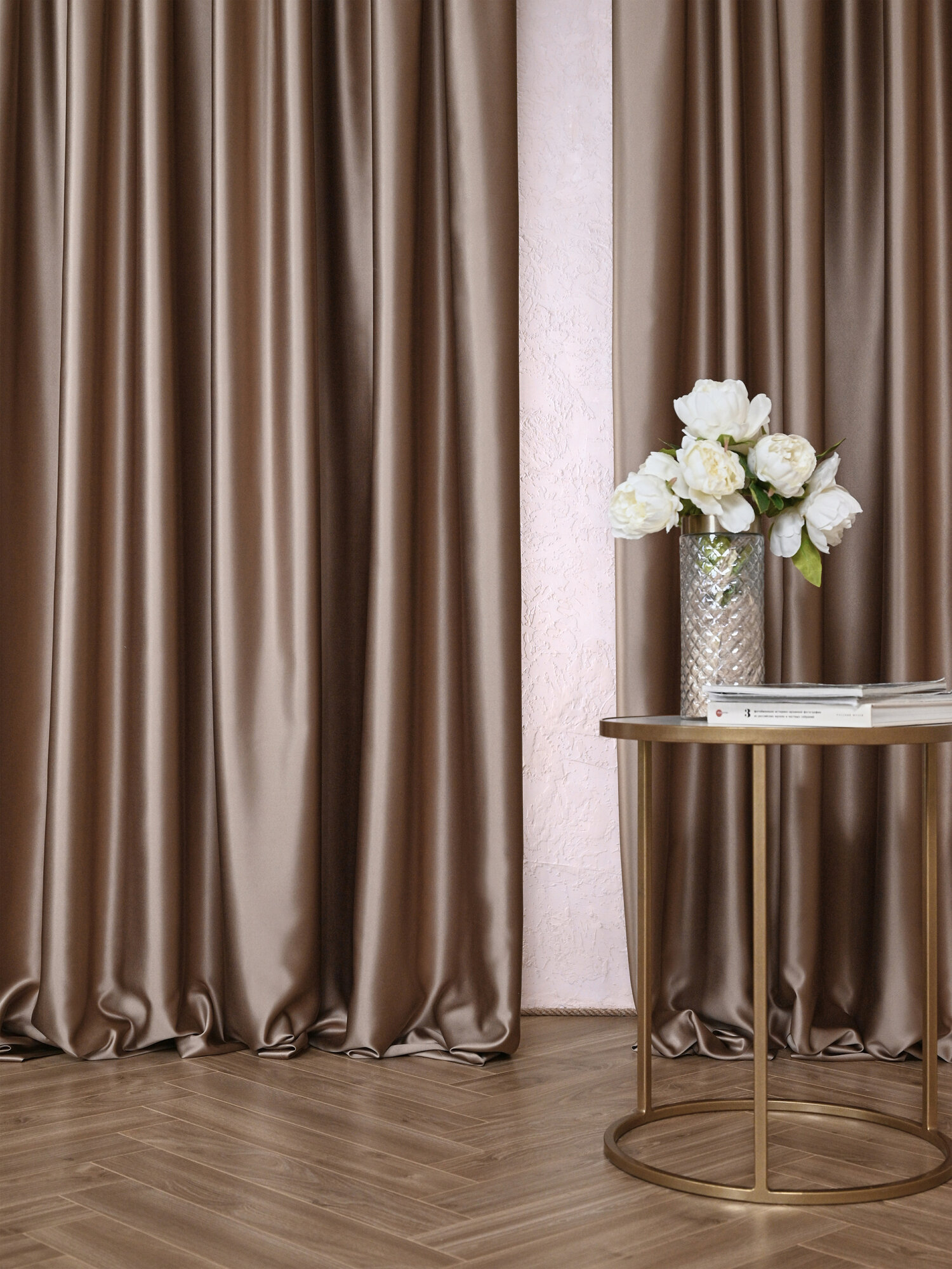 Шторы блэкаут светло-коричневый 300х290 см, 2 полотна, (каждое 150х290 см), шторная лента 10 см Erika Home (Evrika Home)