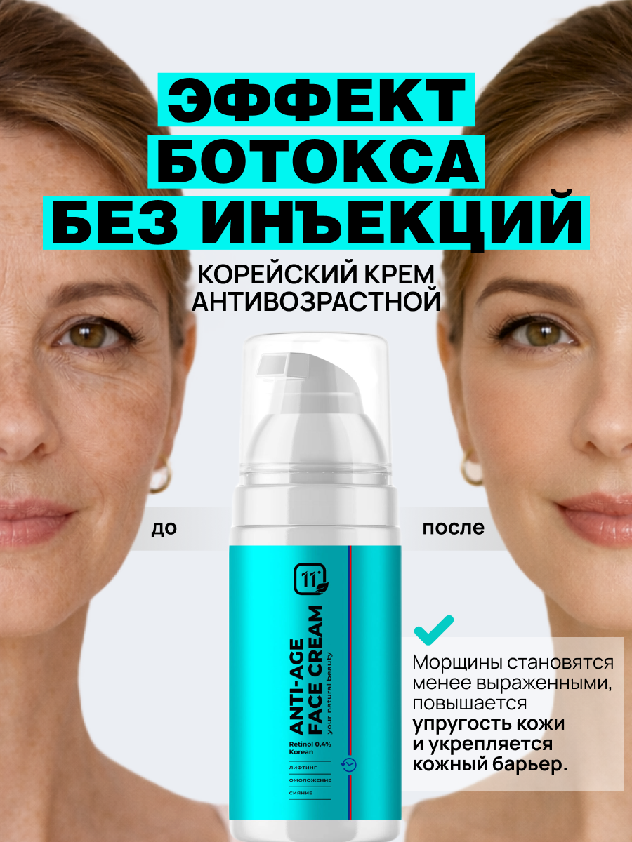 Антивозрастной крем для лица с ретинолом 0,4%, против акне и морщин, Корея