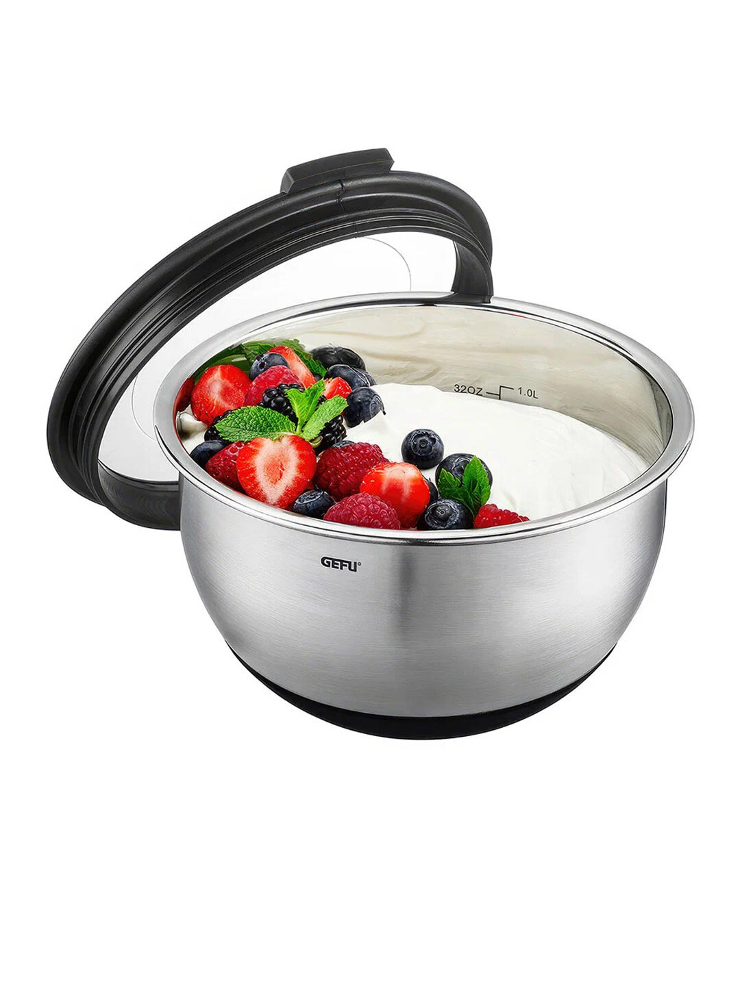 Миска с крышкой Gefu Муово 16 см, нержавеющая сталь, пластик